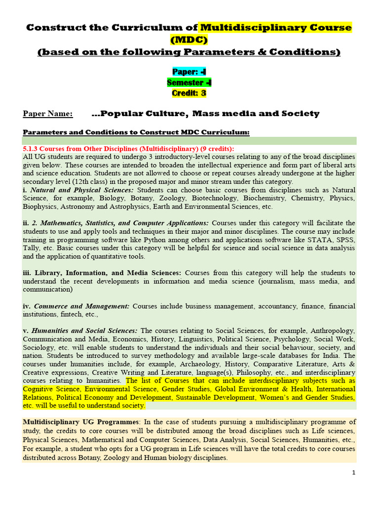 Multidisciplinary Course MDC - SOCIOLOGY Min | PDF | Social Sciences | Science