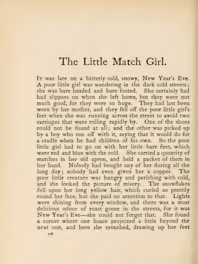 Fairy Tales From Hans Christian Andersen - The Little Match Girl | PDF