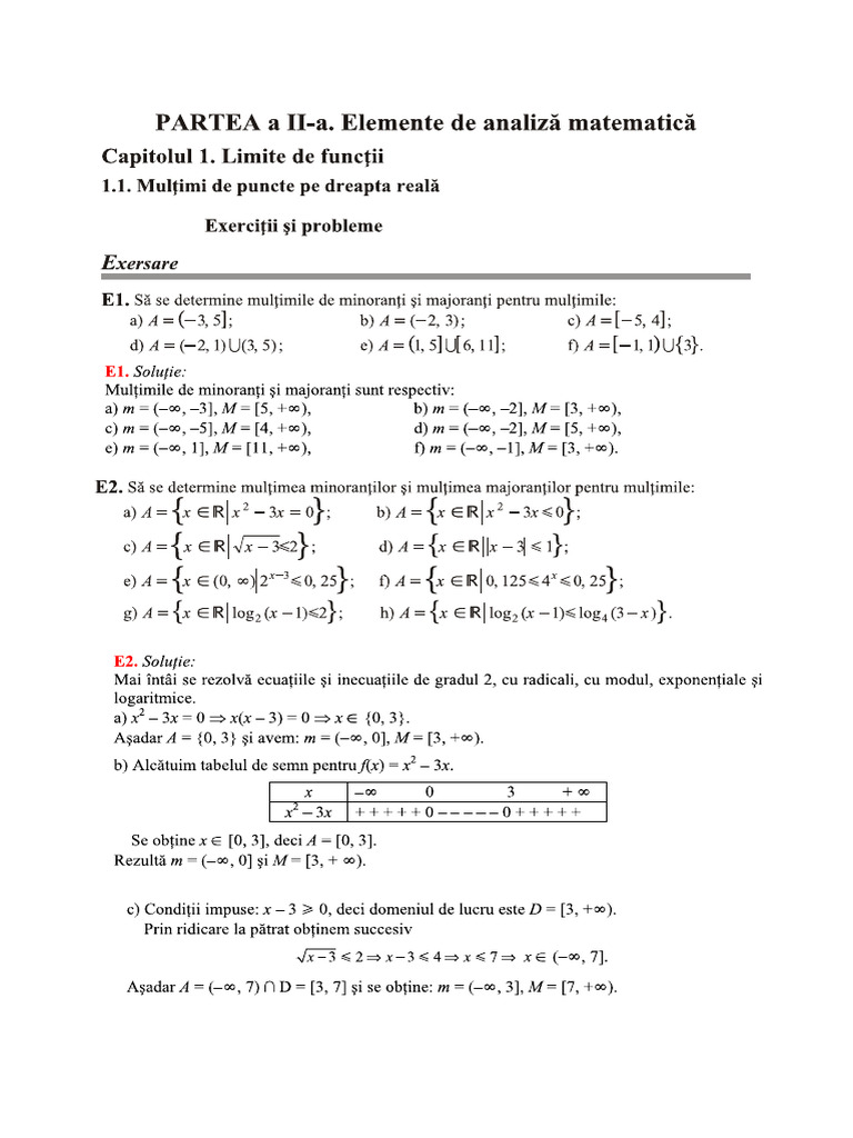 Rezolvari ANALIZA MATEMATICA Manual Mate11m2 SEMESTRUL 1 | PDF