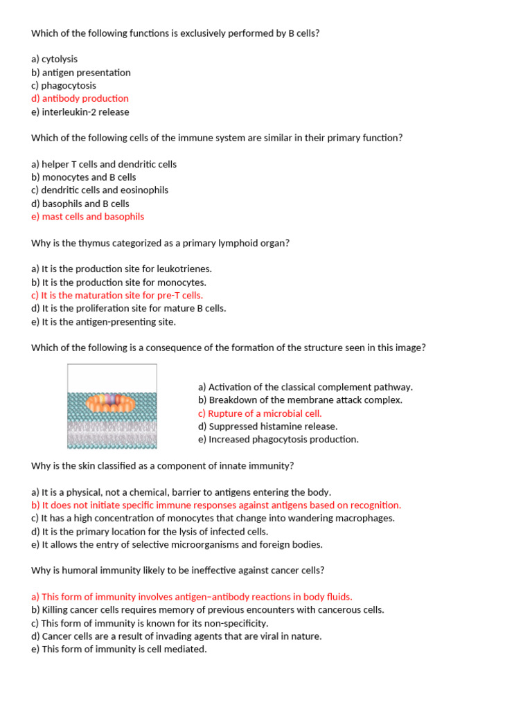 APII Exam 2 Practice Qs (Key) | PDF | Immune System | Lung