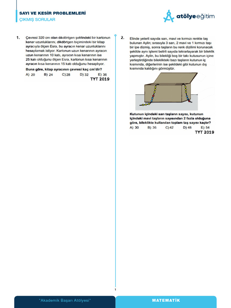 Sayı Kesirleri PRoblemleri | PDF