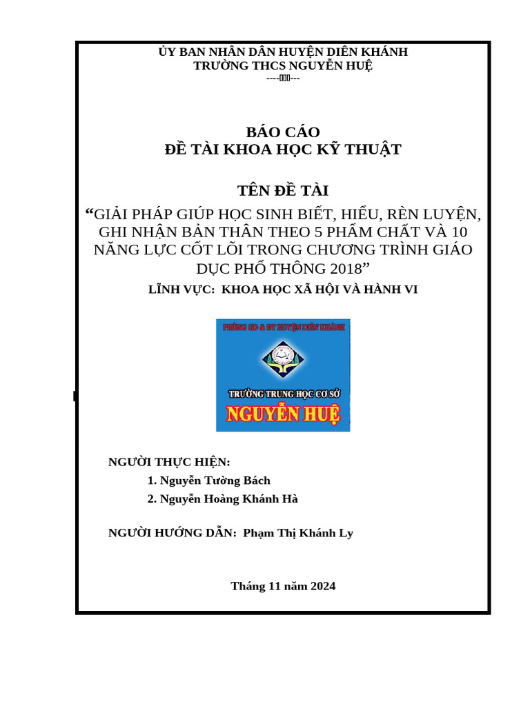 BÁO CÁO ĐỀ TÀI KHKT | PDF