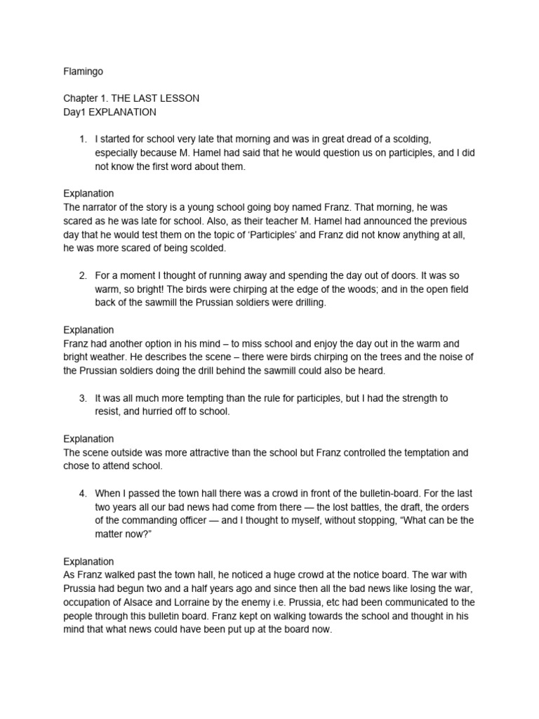 The Last Lesson Explanation | PDF