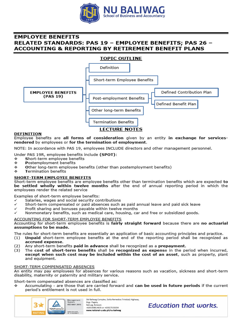 Employee Benefits Overview and Accounting | PDF | Defined Benefit ...