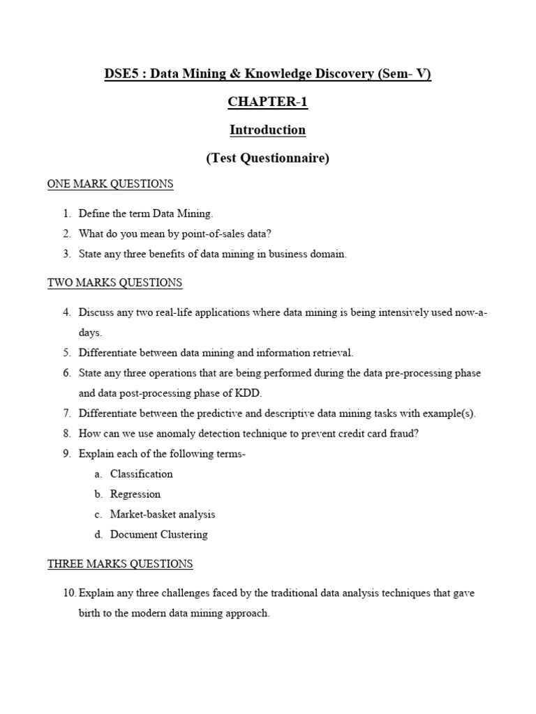 Chapter-1 Questionnaire | PDF