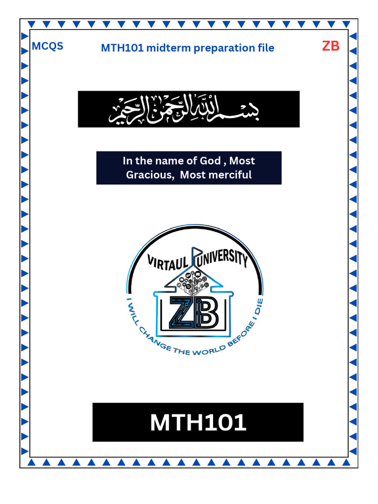 MTH101 Midterm Preparation File by ZB | PDF | Derivative | Slope