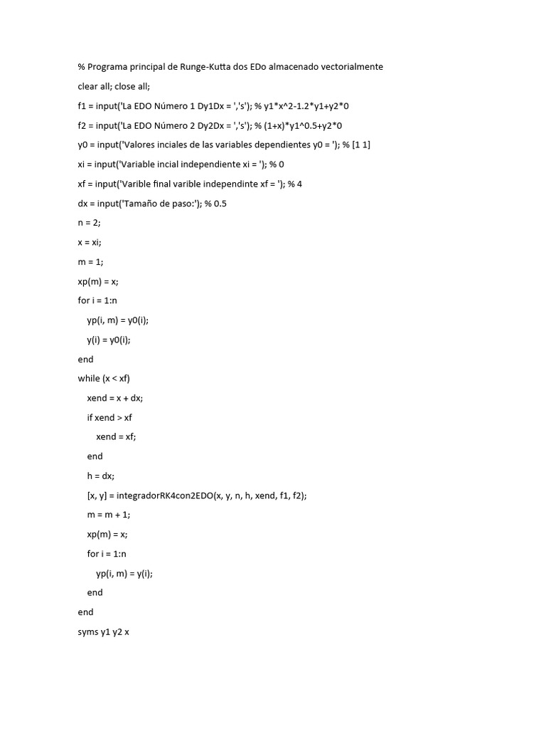 Runge-Kutta EDO Solver Guide | PDF