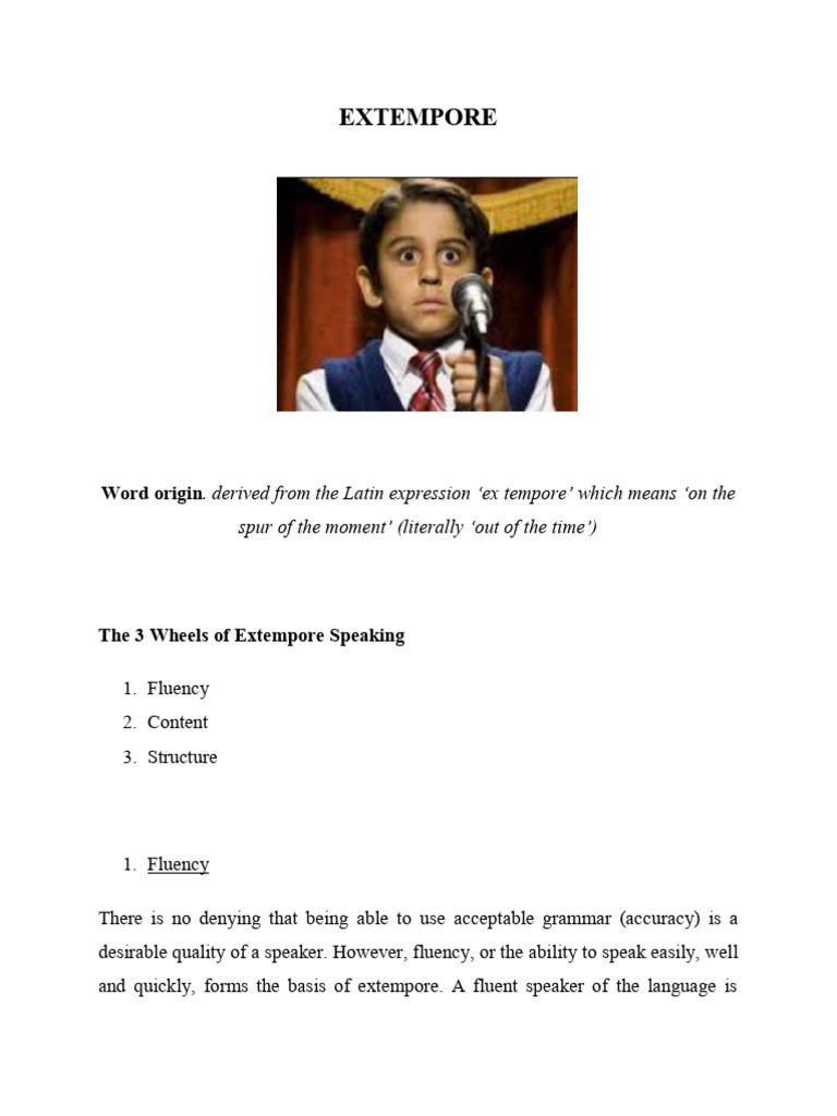 Extempore Handout | PDF | Fluency | Speech