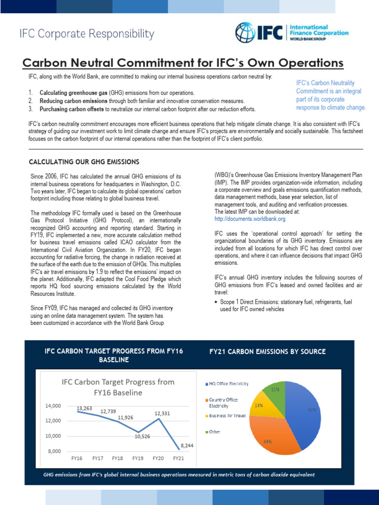 Ifc Carbon Neutrality Commitment Factsheet 2021 | PDF | Clean ...
