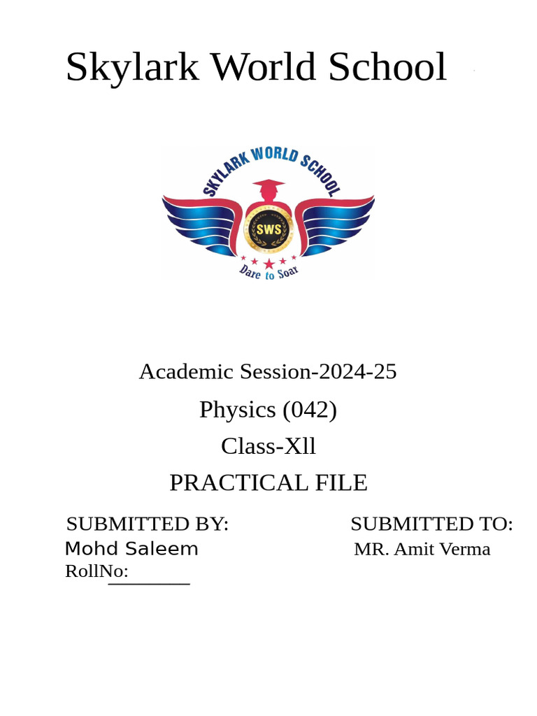 FRONT Page Practical file physics | PDF