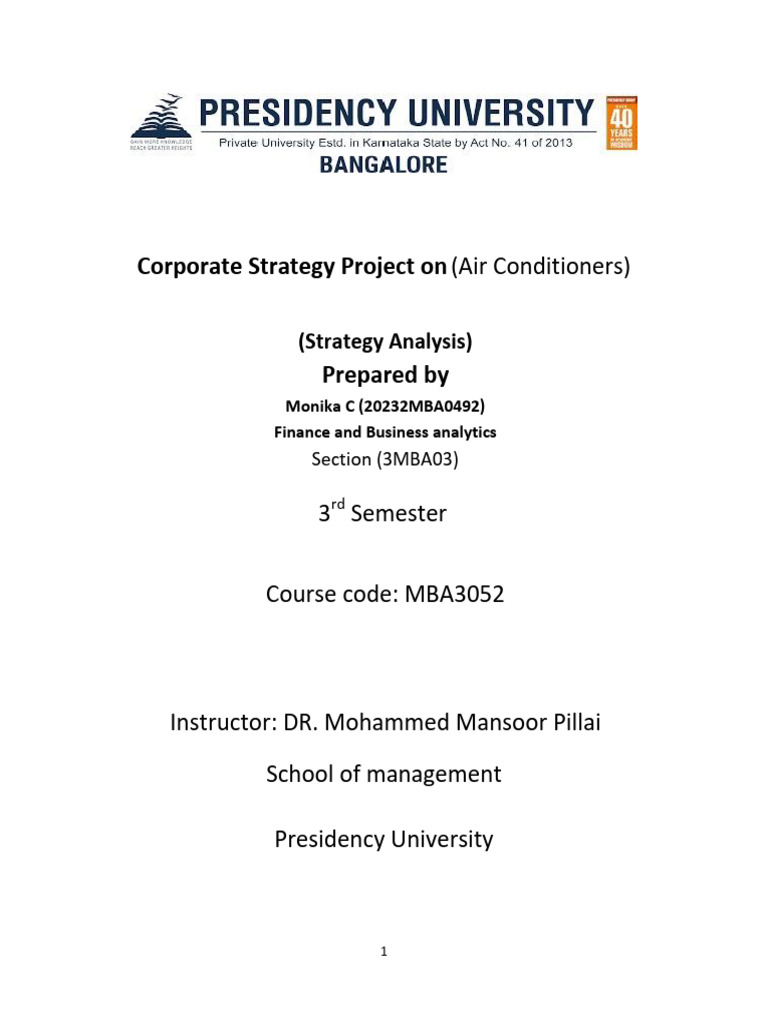 Corporate Strategy Project Monika C | PDF | Efficient Energy Use ...