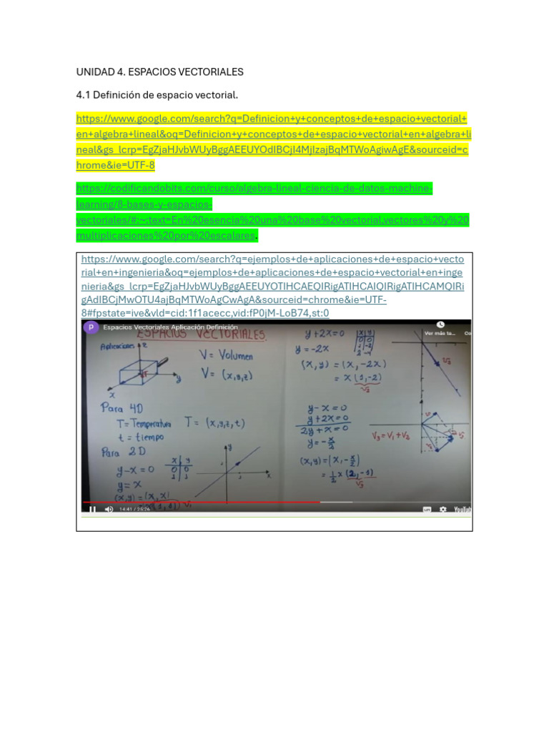Espacio Vectorial Alumnos | PDF | Espacio vectorial | Vector Euclidiano