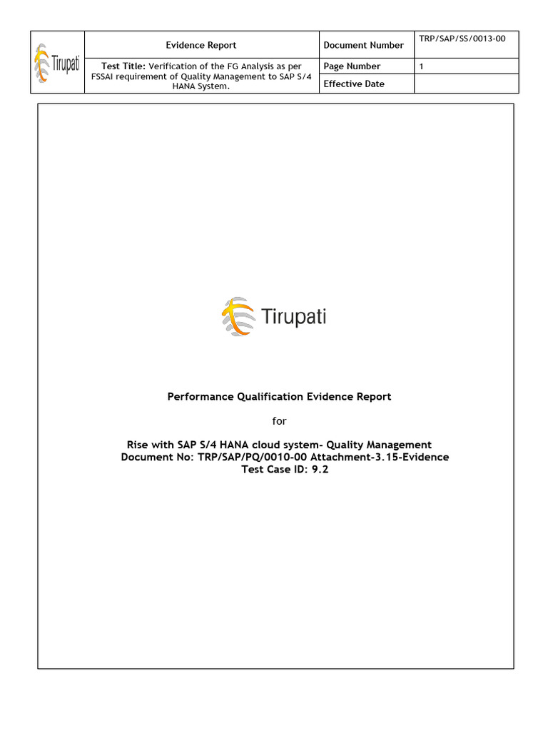 FSSAI Compliance for SAP S/4 HANA Quality | PDF | Business | Evaluation ...