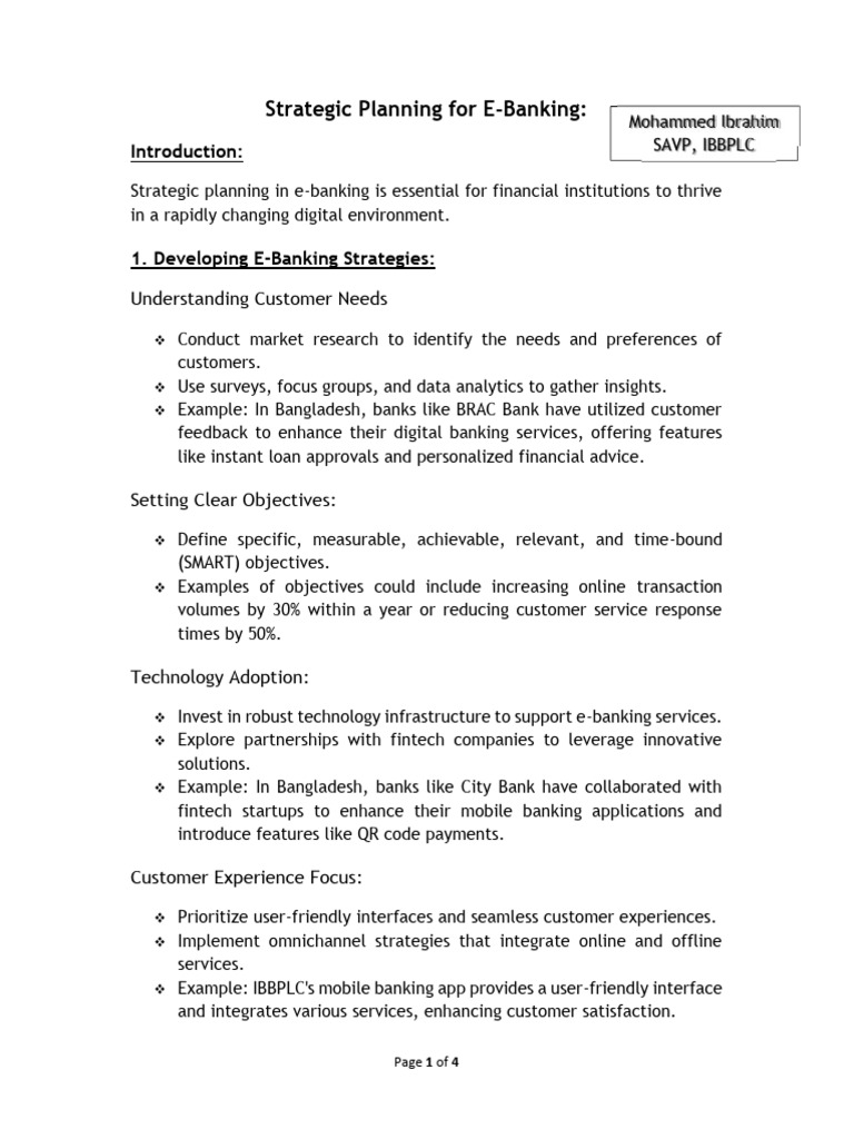 E-Banking Strategic Planning Guide | PDF | Banks | Swot Analysis