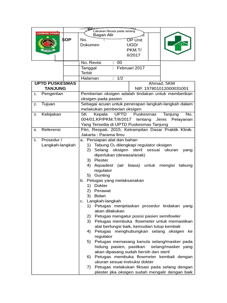 24. sop pemberian oksigen (Repaired) | PDF