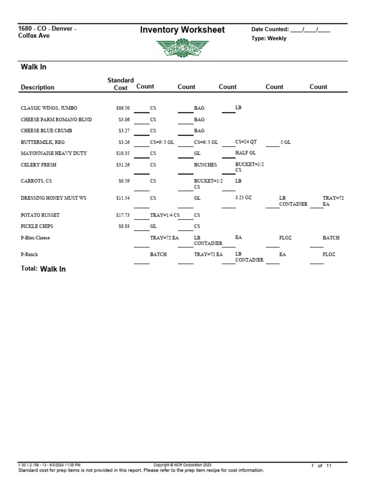 Inventory Worksheet | PDF | Soft Drink | Drink