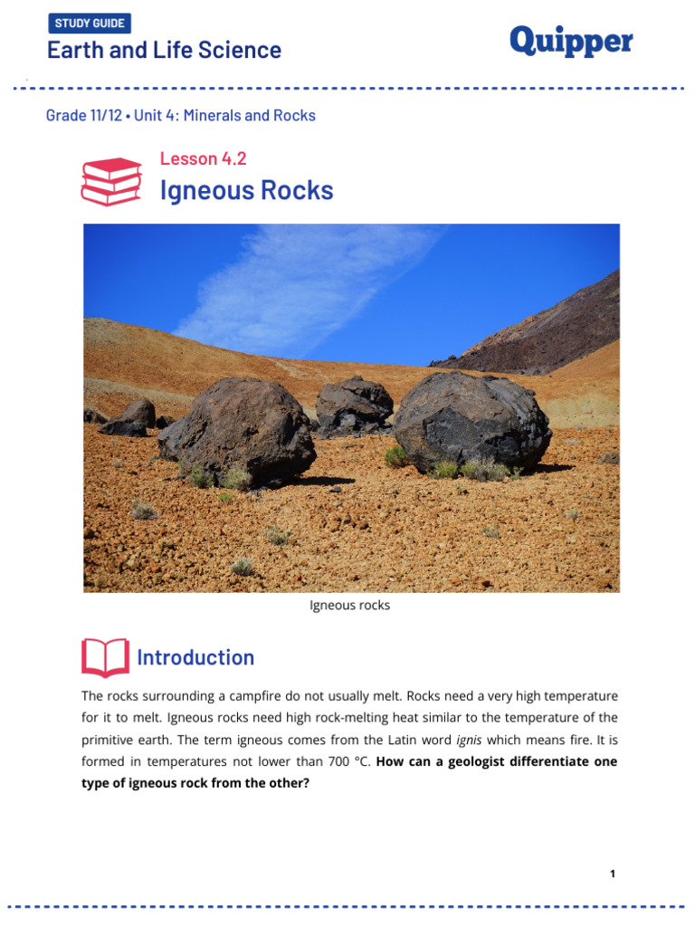 Igneous-Rocks-Study-Guide | PDF | Igneous Rock | Rock (Geology)