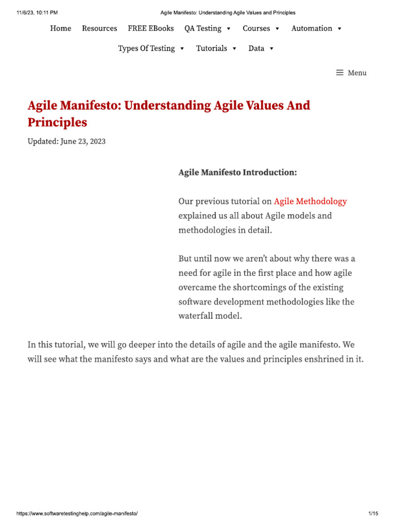 Agile Values and Principles | PDF