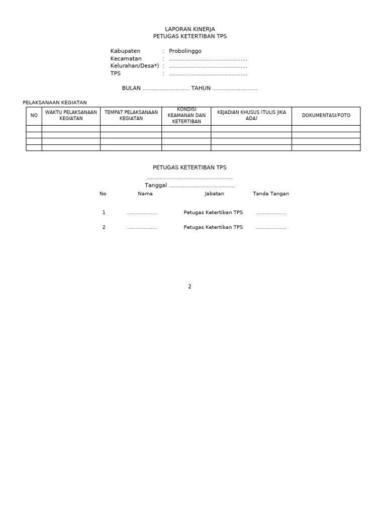 LAPORAN KINERJA PAM TPS | PDF