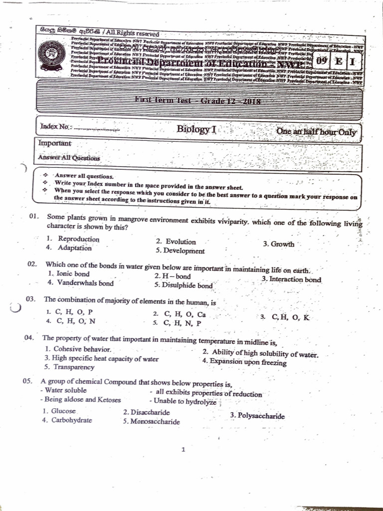 Bio 1st 1 | PDF