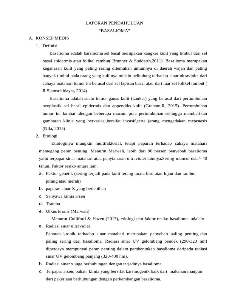 Laporan Pendahuluan Basalioma | PDF