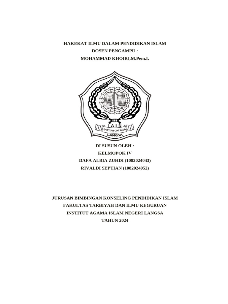 makalah filsafat pendidikan islam dafa rival | PDF