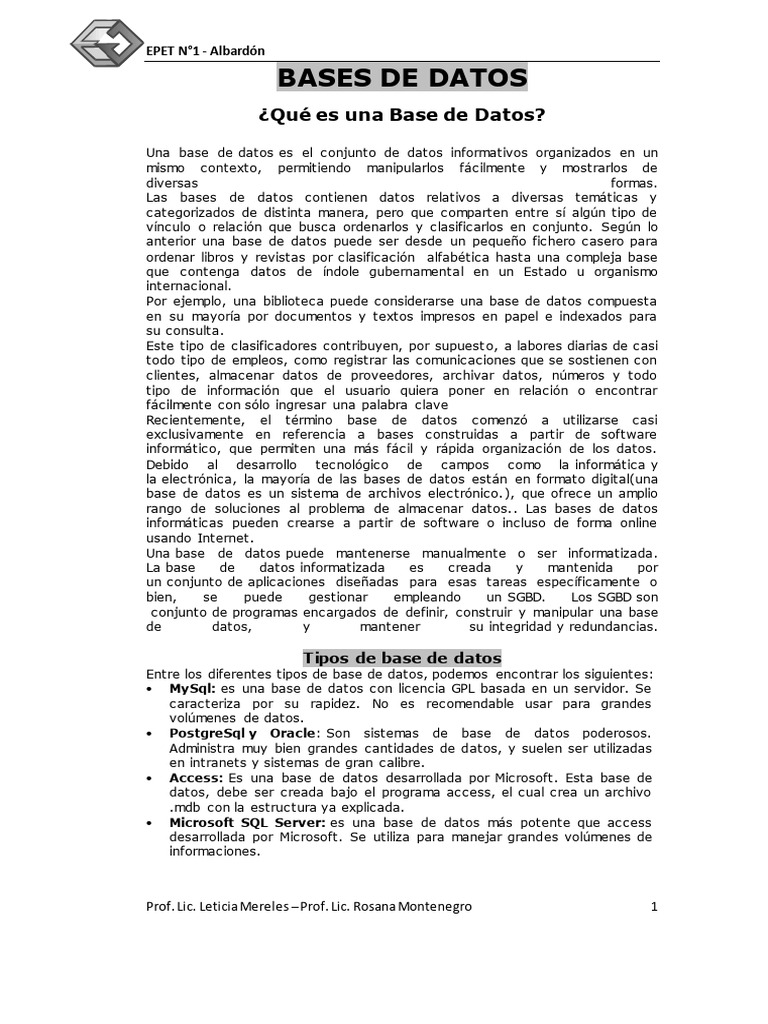 Programar Base Datos | PDF | Bases de datos | Base de datos relacional