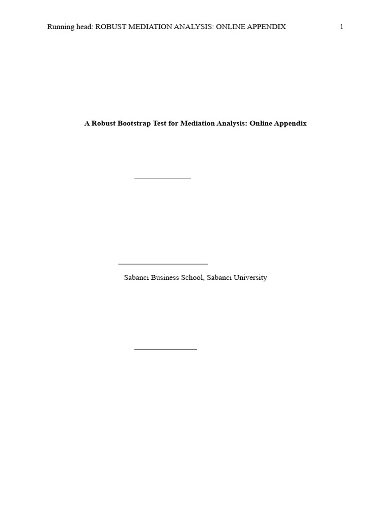 A Robust Bootstrap Test For Mediation Analysis Online Appendix Pdf Bootstrapping Statistics 