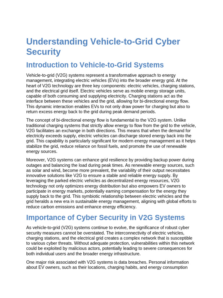 V2G Cybersecurity Challenges and Solutions | PDF | Computer Security ...