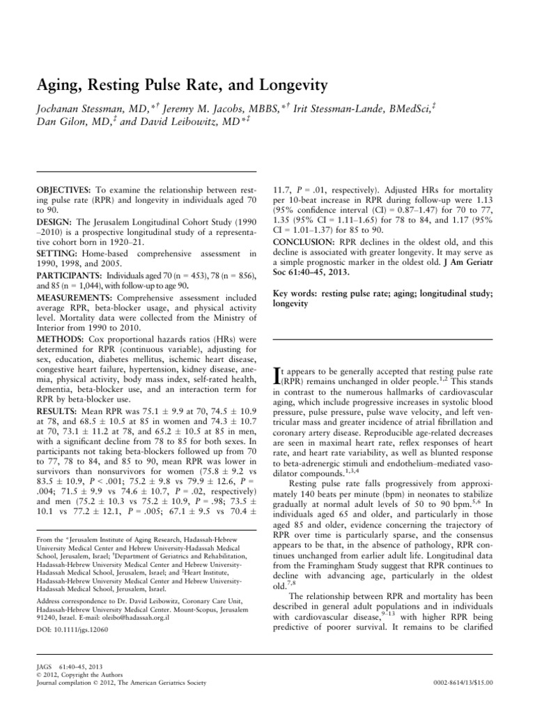 aging | PDF | Heart Rate | Pulse