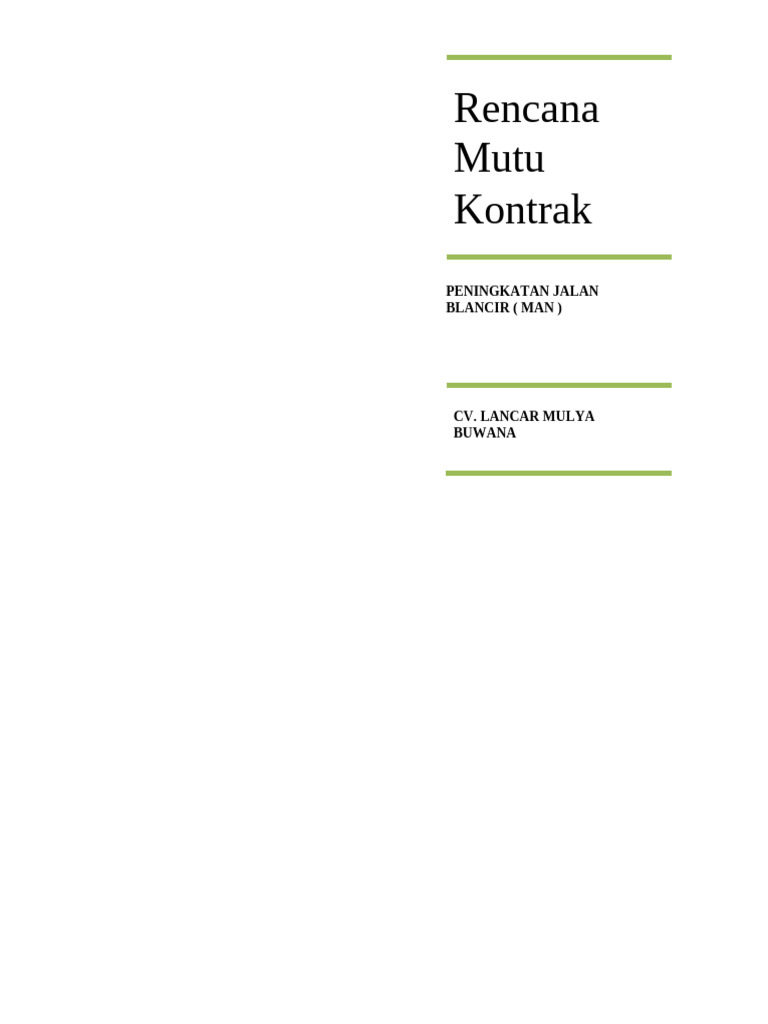 Rencana Mutu Kontrak | PDF