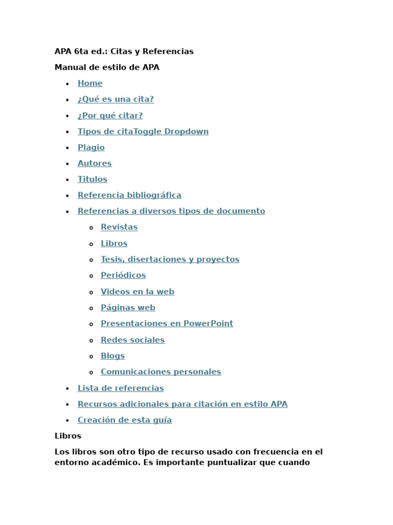APA 6ta Ed. Citas y Referencias | PDF | Estilo apa | Libros