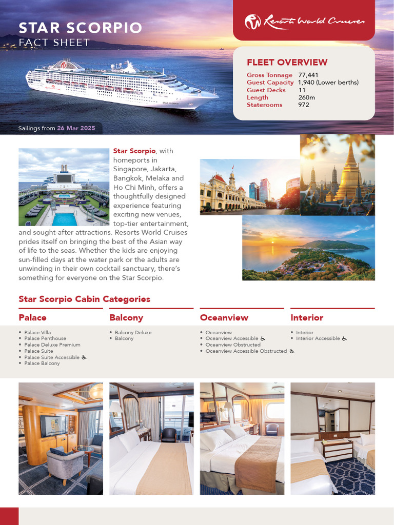 Star Scorpio Cruise Fact Sheet | PDF | Shipping | Ships