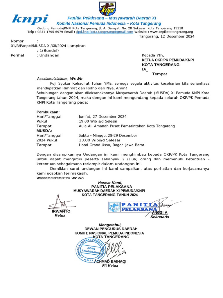 Undangan Peserta Musda Xi 2024 | PDF