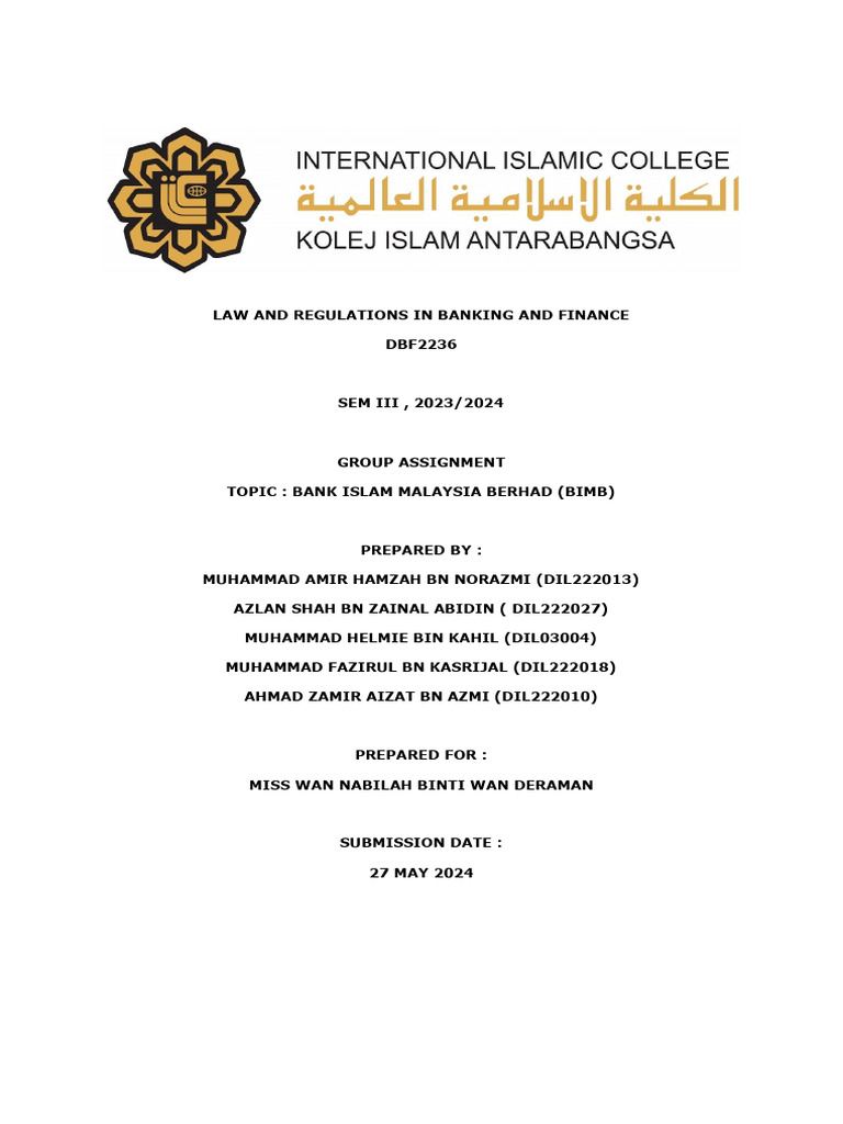 Assignment LRIBF | PDF | Islamic Banking And Finance | Sharia