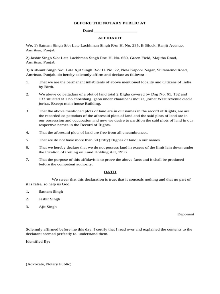Before the Notary Public At | PDF