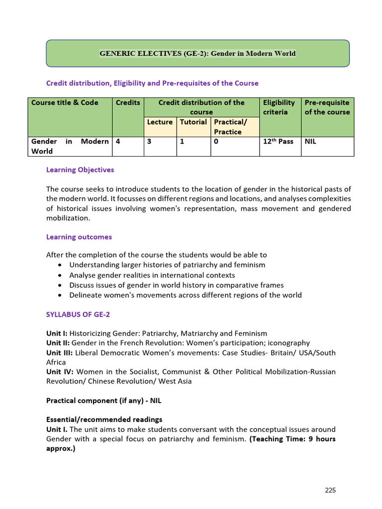 Gender In Modern Pdf Feminism Gender Studies