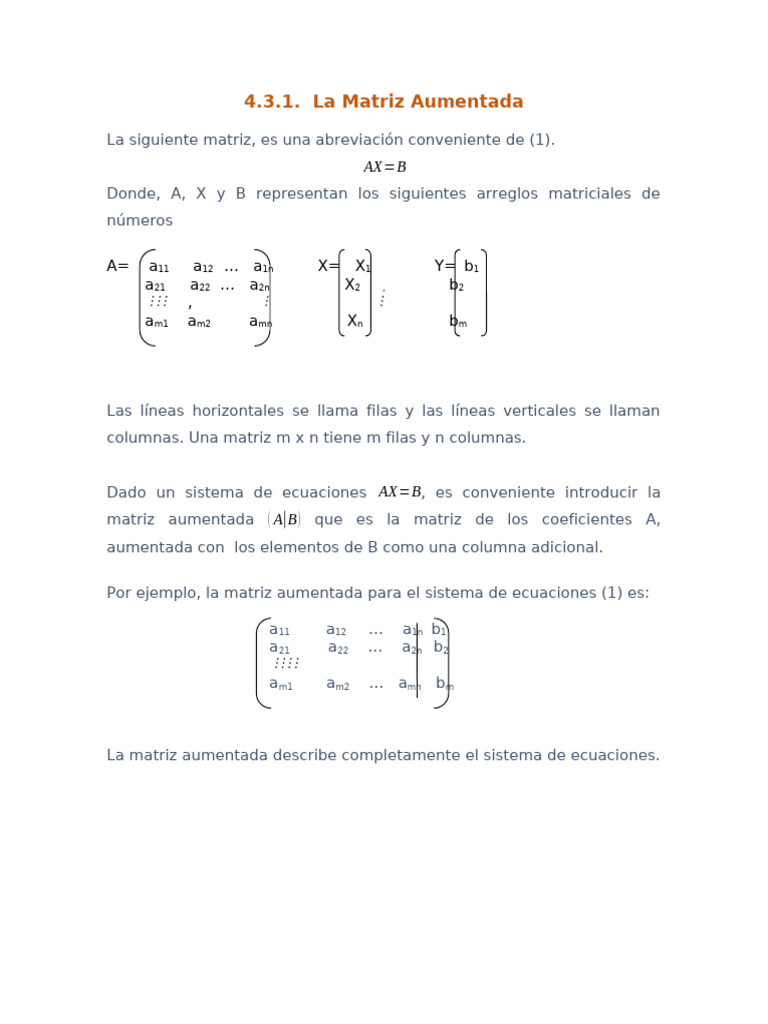 Matriz Aumentada en Sistemas de Ecuaciones | PDF