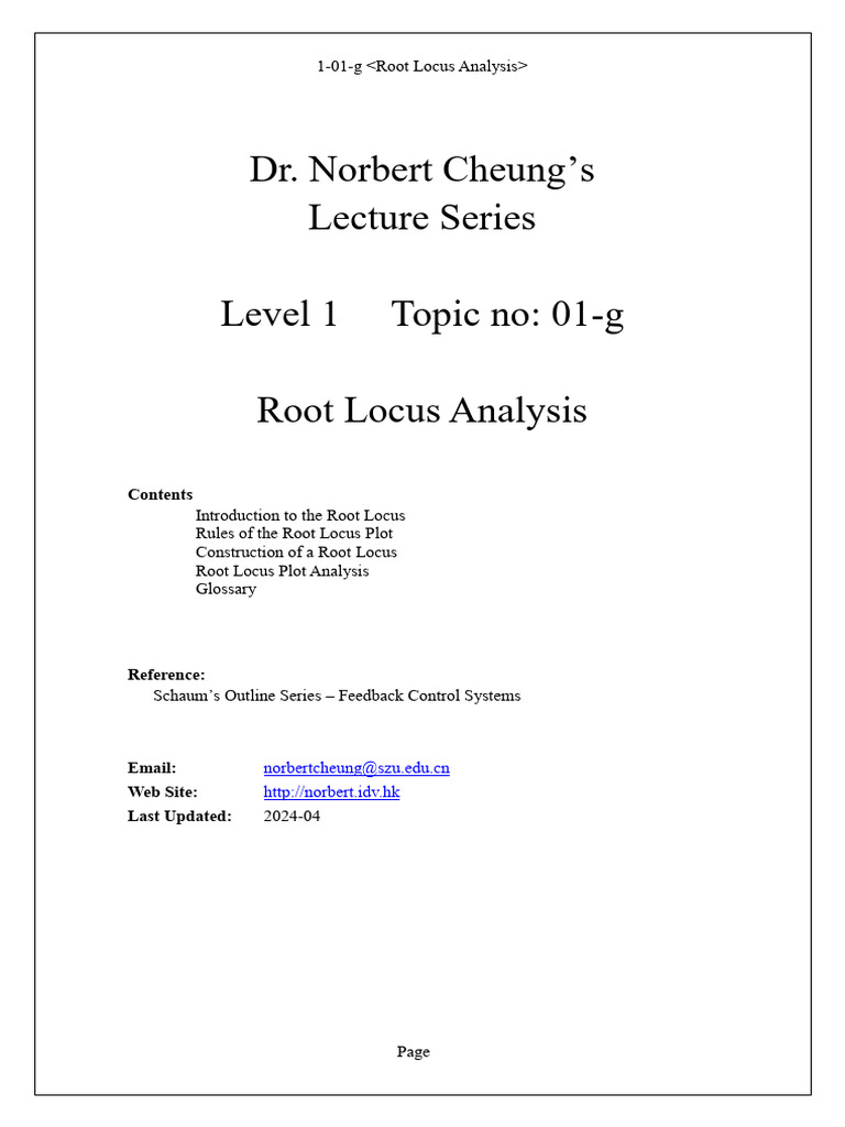 1-01-g Root Locus Analysis | PDF