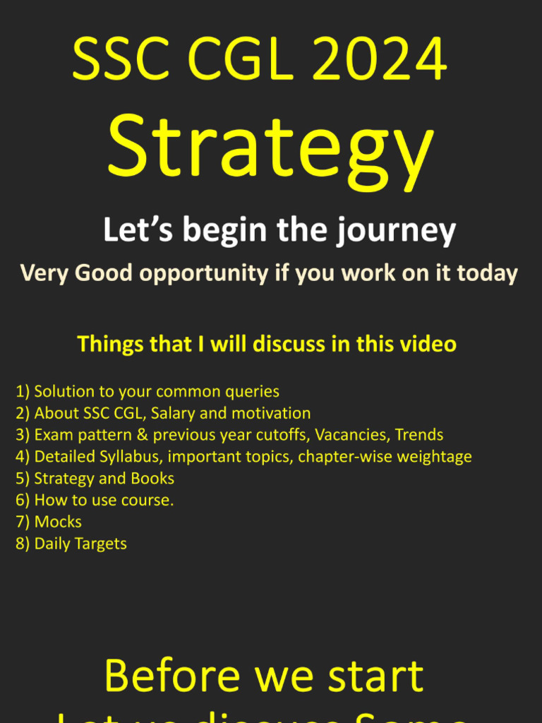 SSC CGL 2024 Best Strategy Doubts Targets Strategy For Exam | PDF