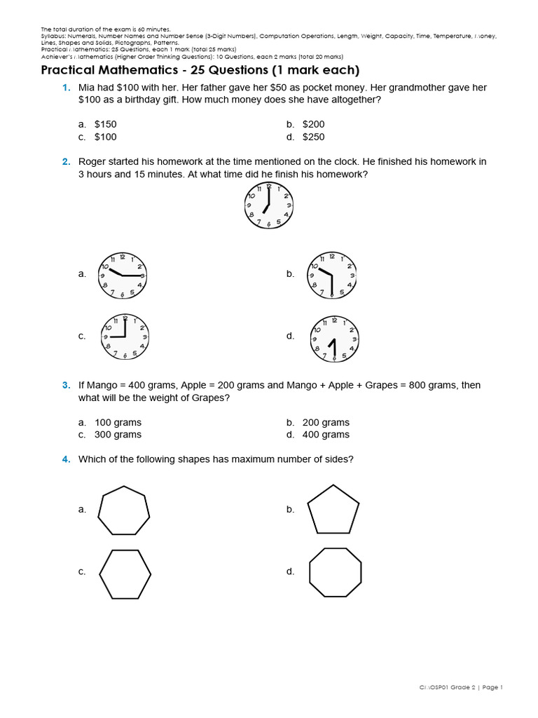 P CMO-Sample-Paper-for-Class-2 | PDF