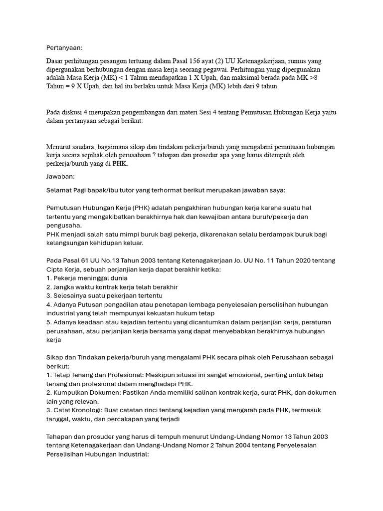Tuton 4 Hukum Ketenagakerjaan | PDF