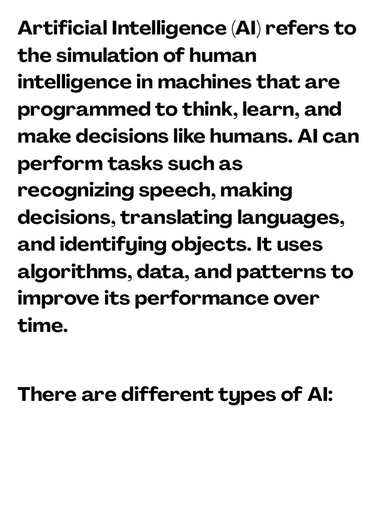 Artificial Intelligence (AI) Refers To The Simulation of Human ...