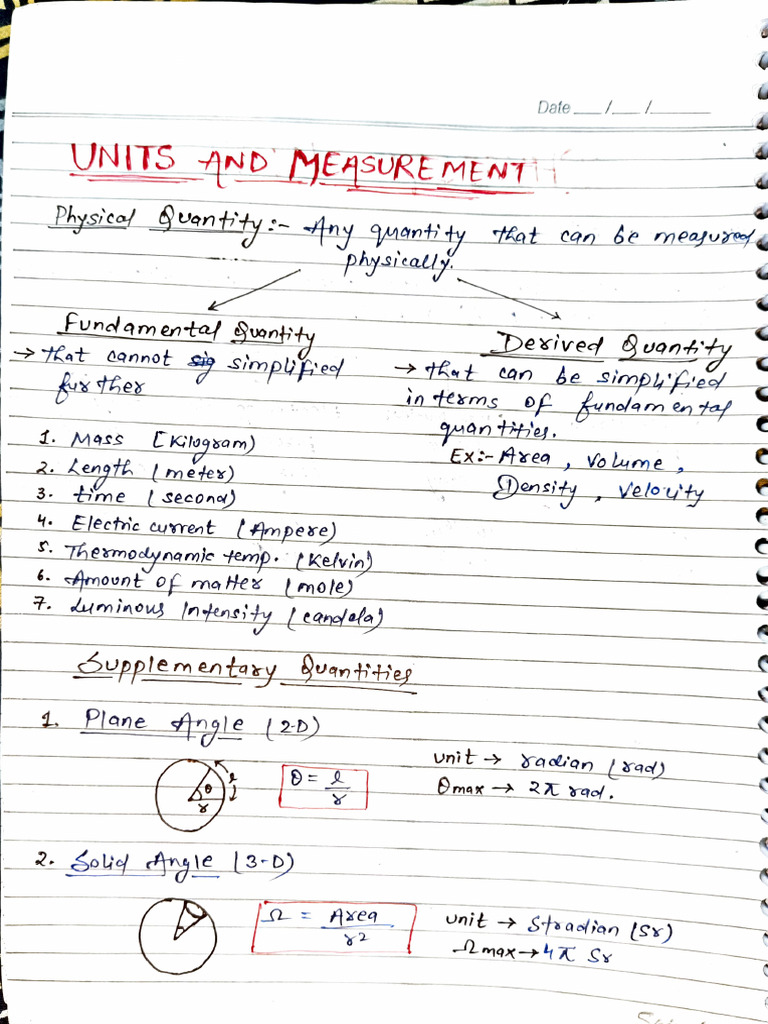 Units and Dimension Notes | PDF