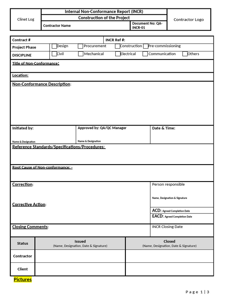 Contractor's-INCR-00000 Format | PDF | Engineering