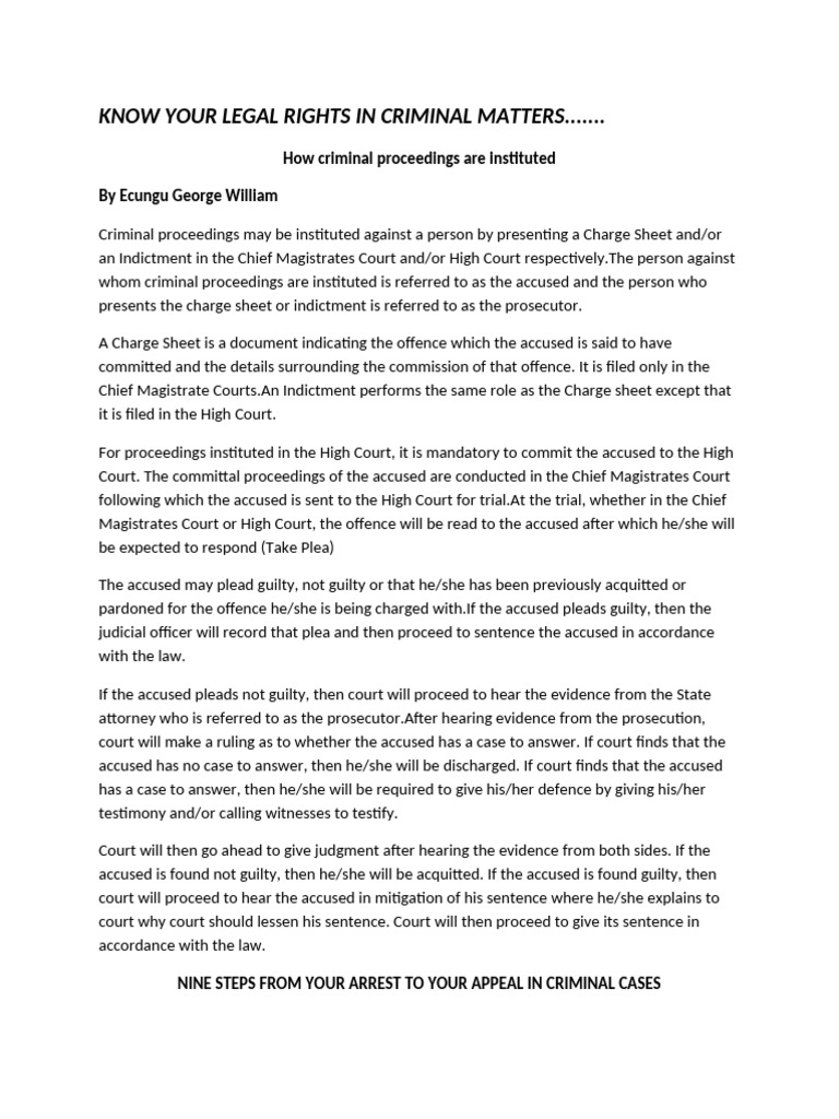 KNOW YOUR LEGAL | PDF | Plea | Prosecutor