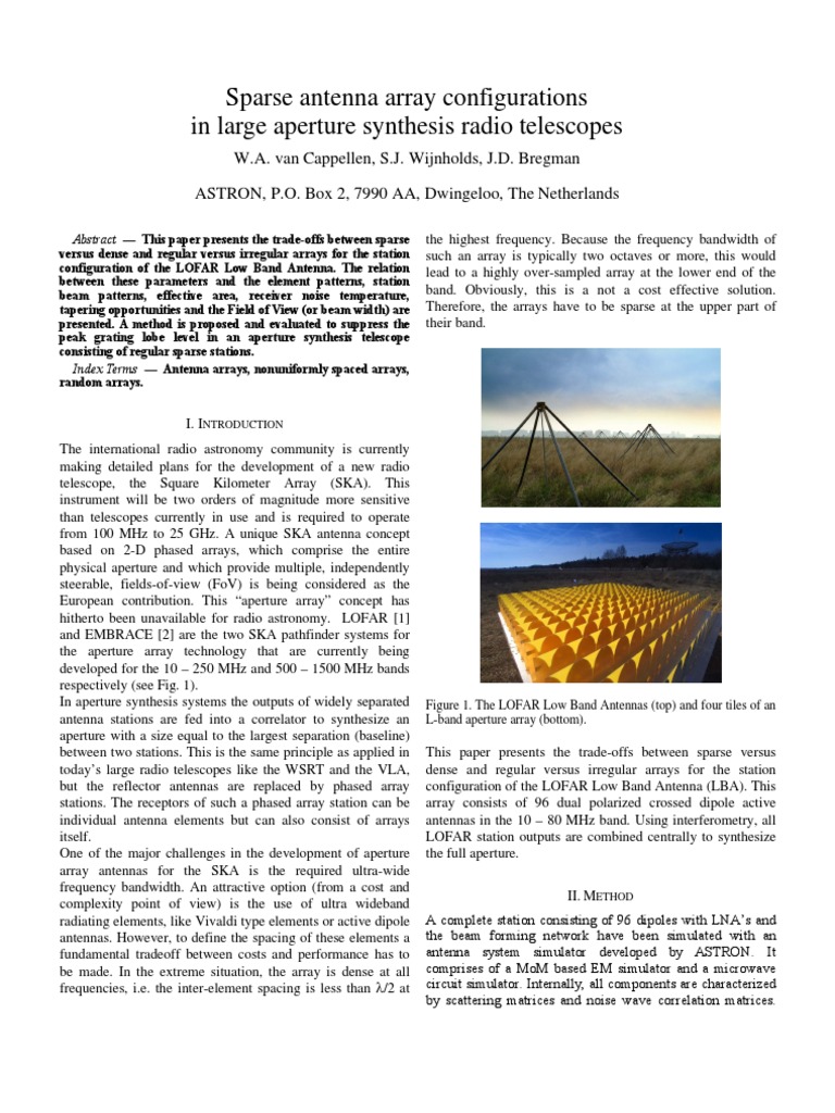 Sparse Antenna Array Configurations Pdf Antenna Radio Interferometry 