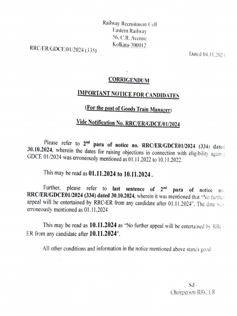 Corrigendum GDCE 01- 2024 | PDF
