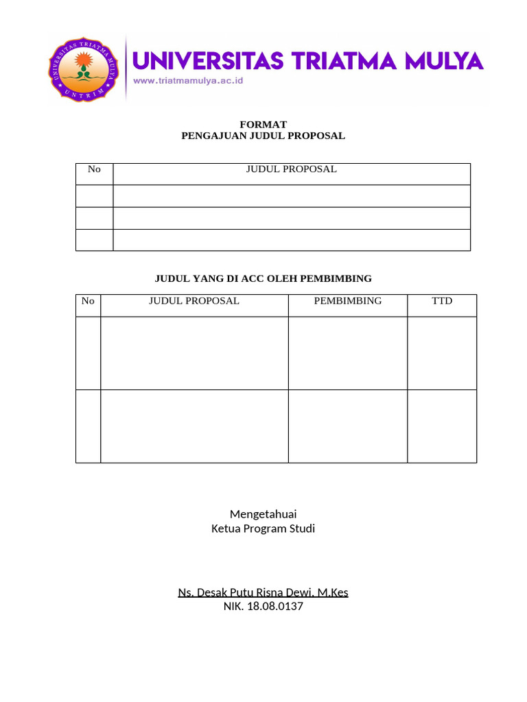 Pengajuan Judul Proposal (1) | PDF