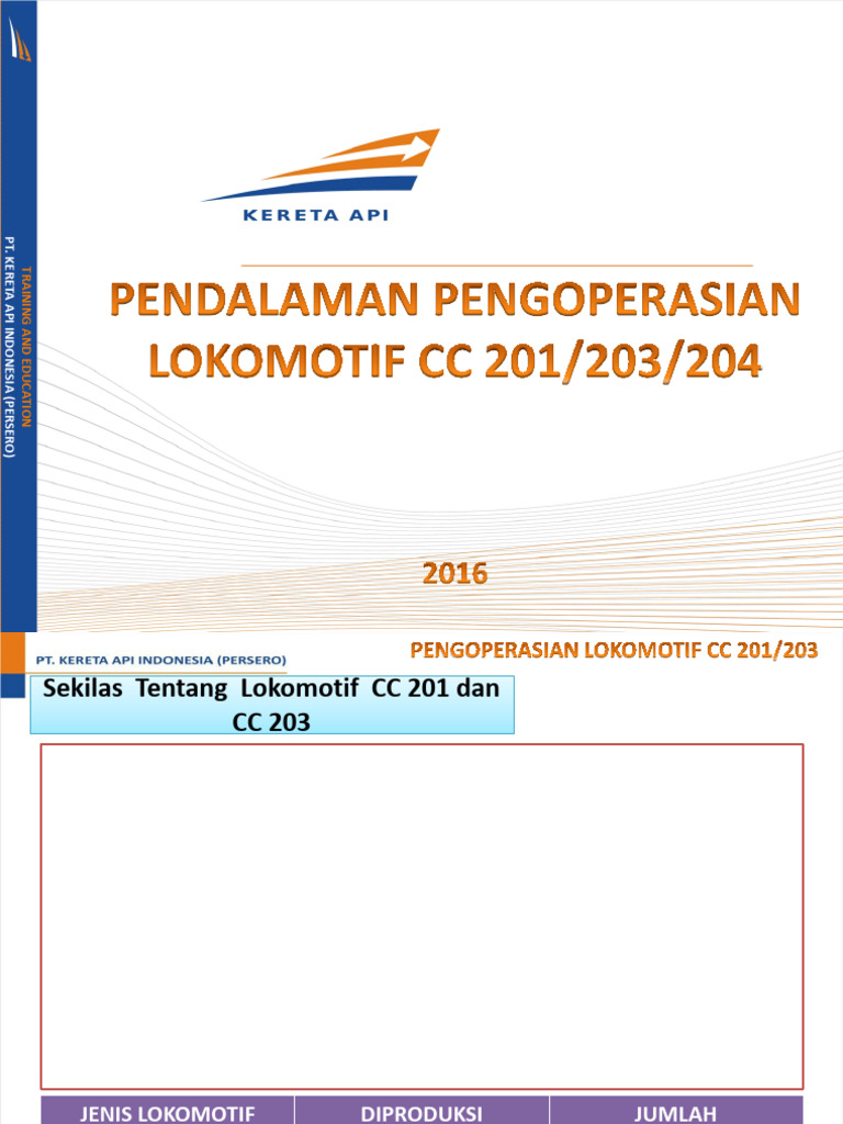 Data Teknis Lokomotif CC 201 dan CC 203 | PDF